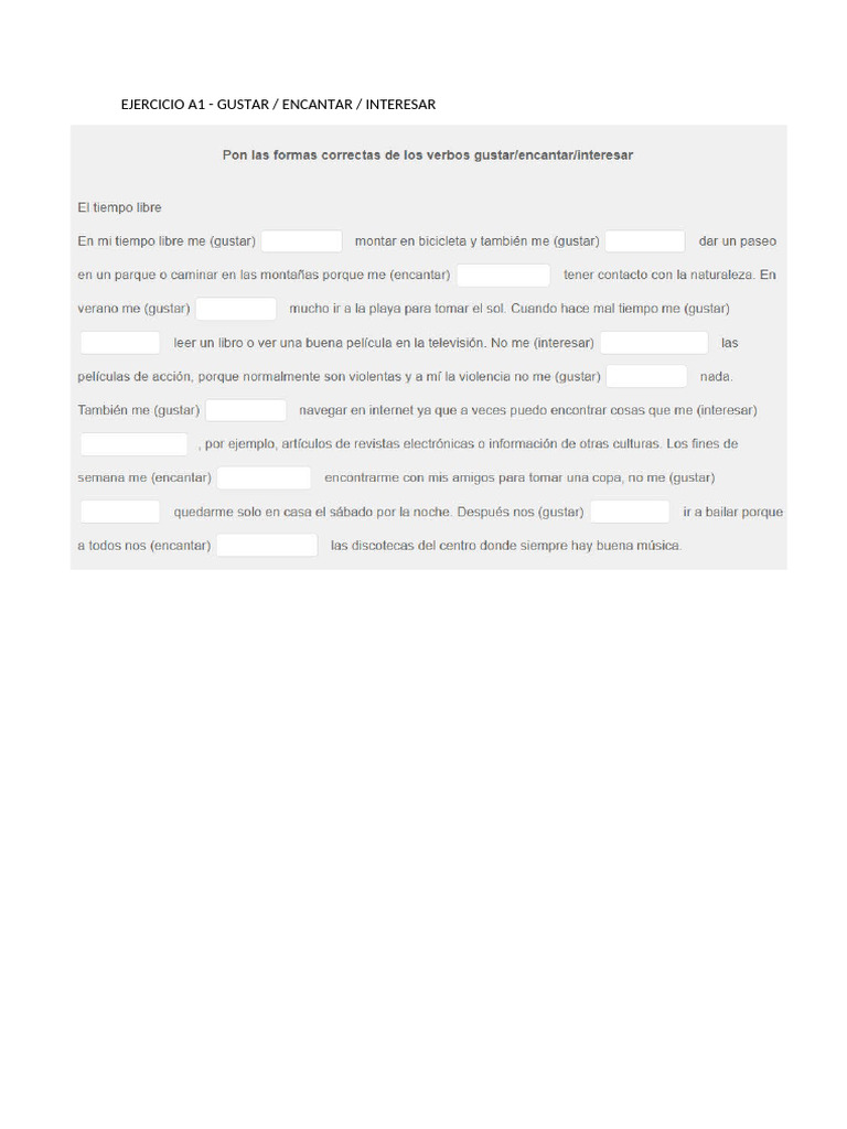 Gustar Encantar Interesar | PDF