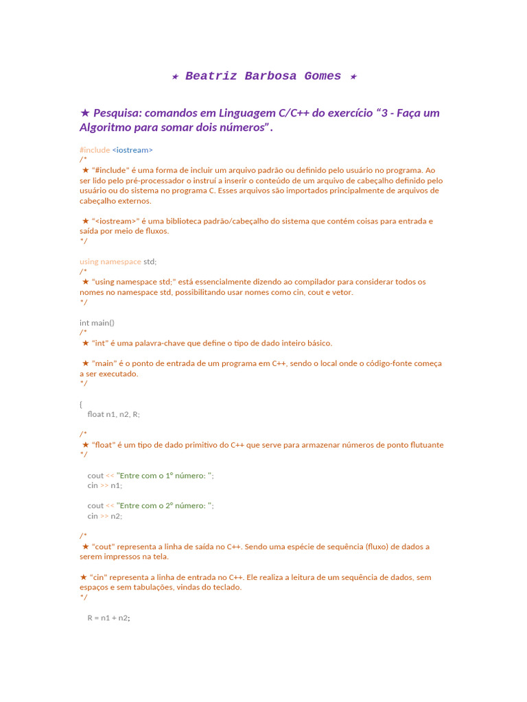 Comandos Linguagem c BBG | PDF