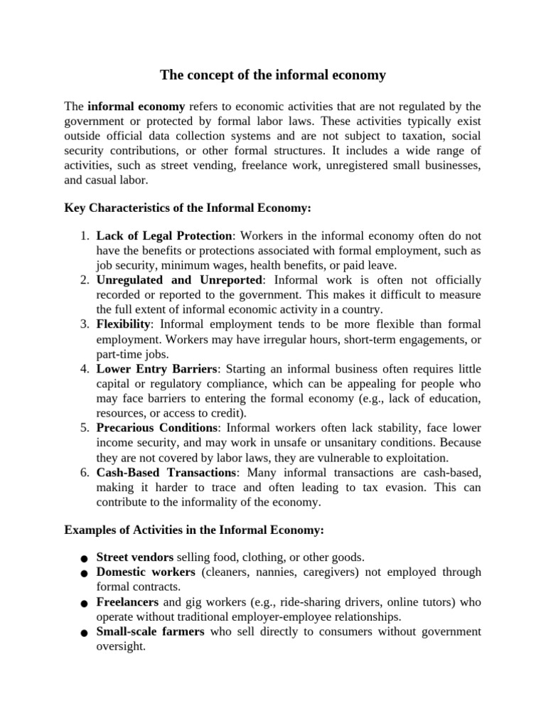 Understanding the Informal Economy | PDF | Employment | Taxes