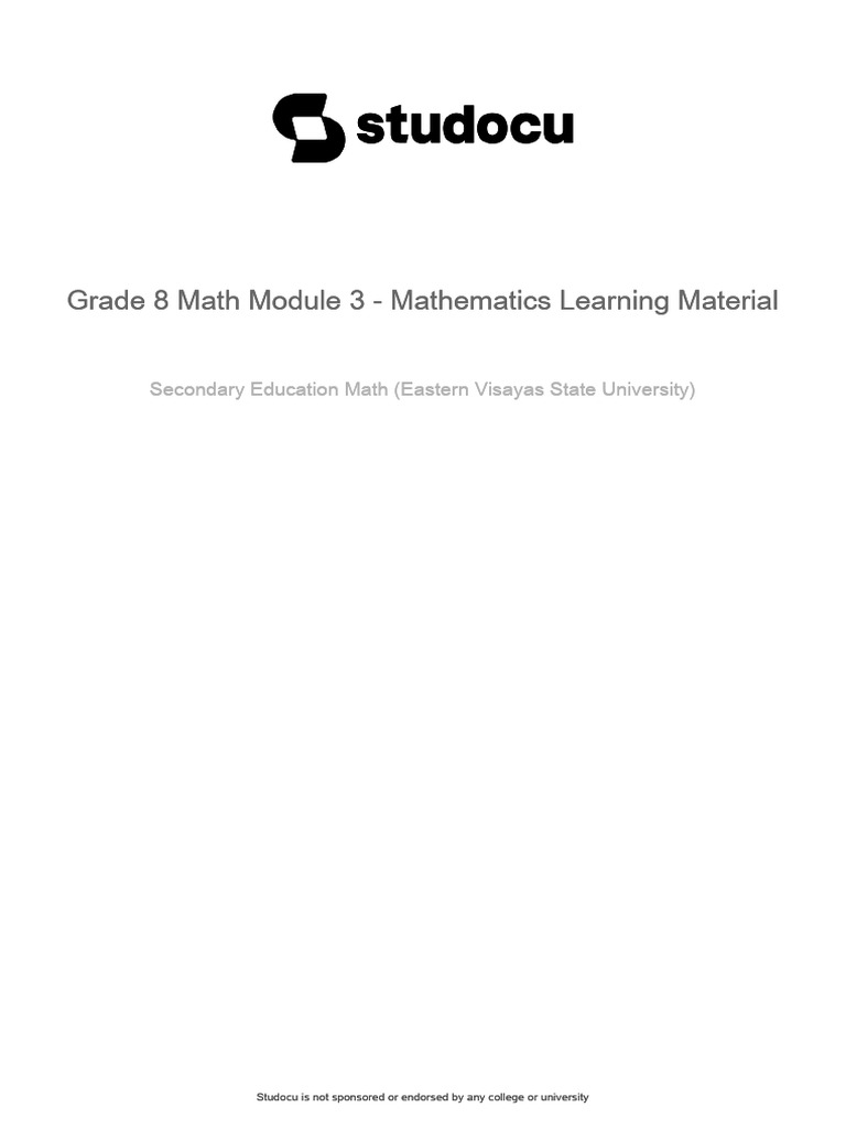Grade 8 Math Module 3 Mathematics Learning Material | PDF ...
