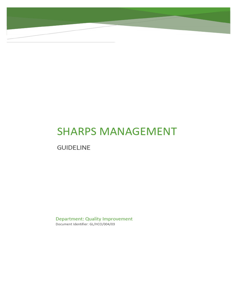 Sharps Management Guideline | PDF | Medical Specialties | Medicine
