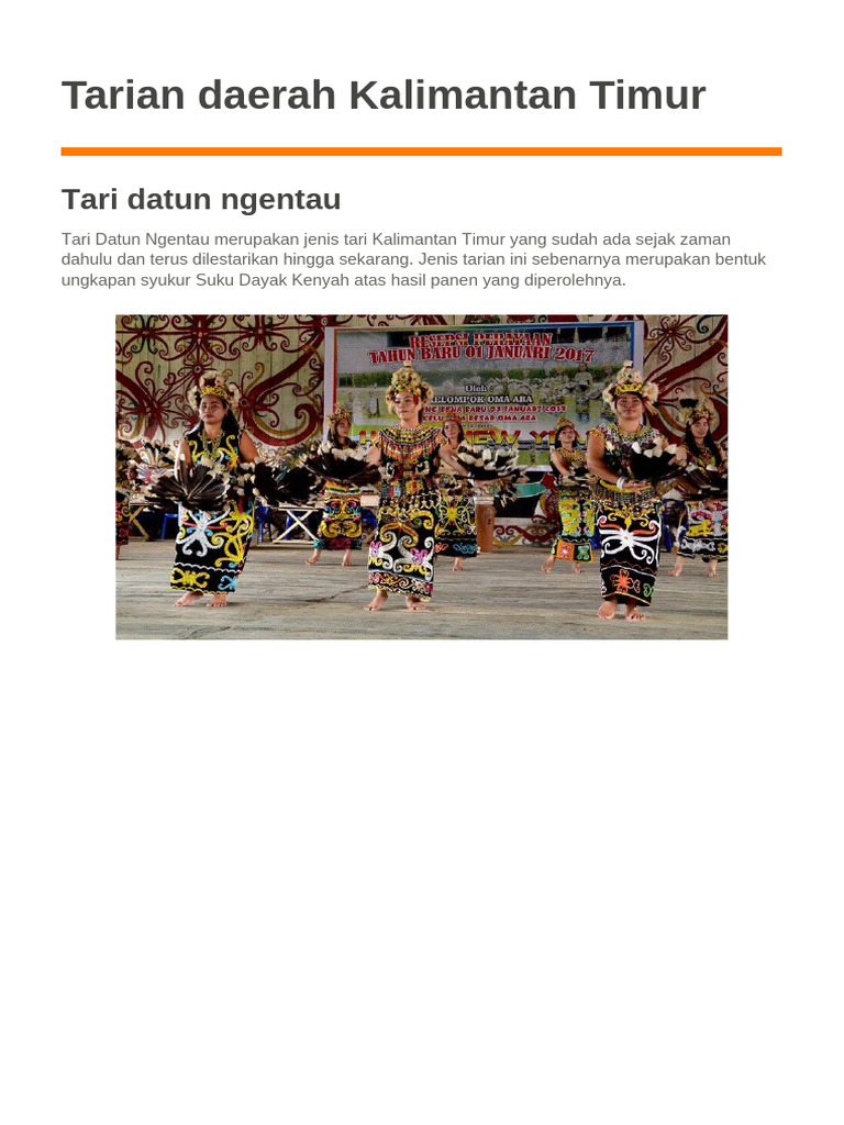 Tari Datun Ngentau: Ungkapan Syukur Dayak | PDF