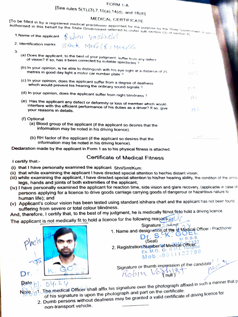 Medical Certificate for Driving License | PDF | Driving