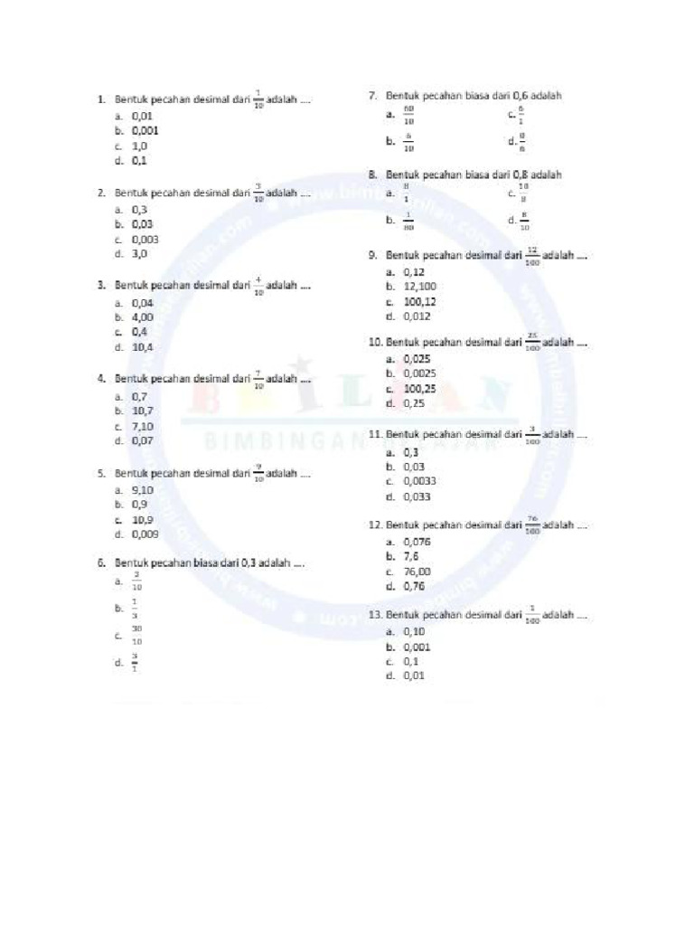 Soal Pecahan-Desimal | PDF
