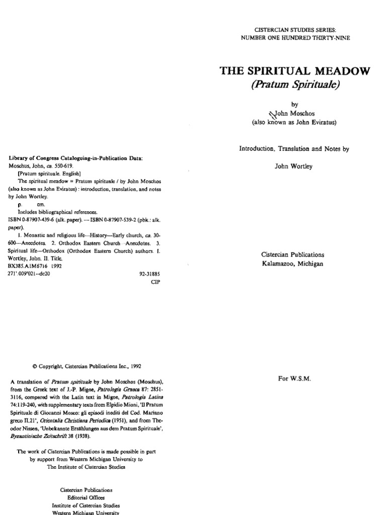 The-Spiritual-Meadow-St John Moschos | PDF
