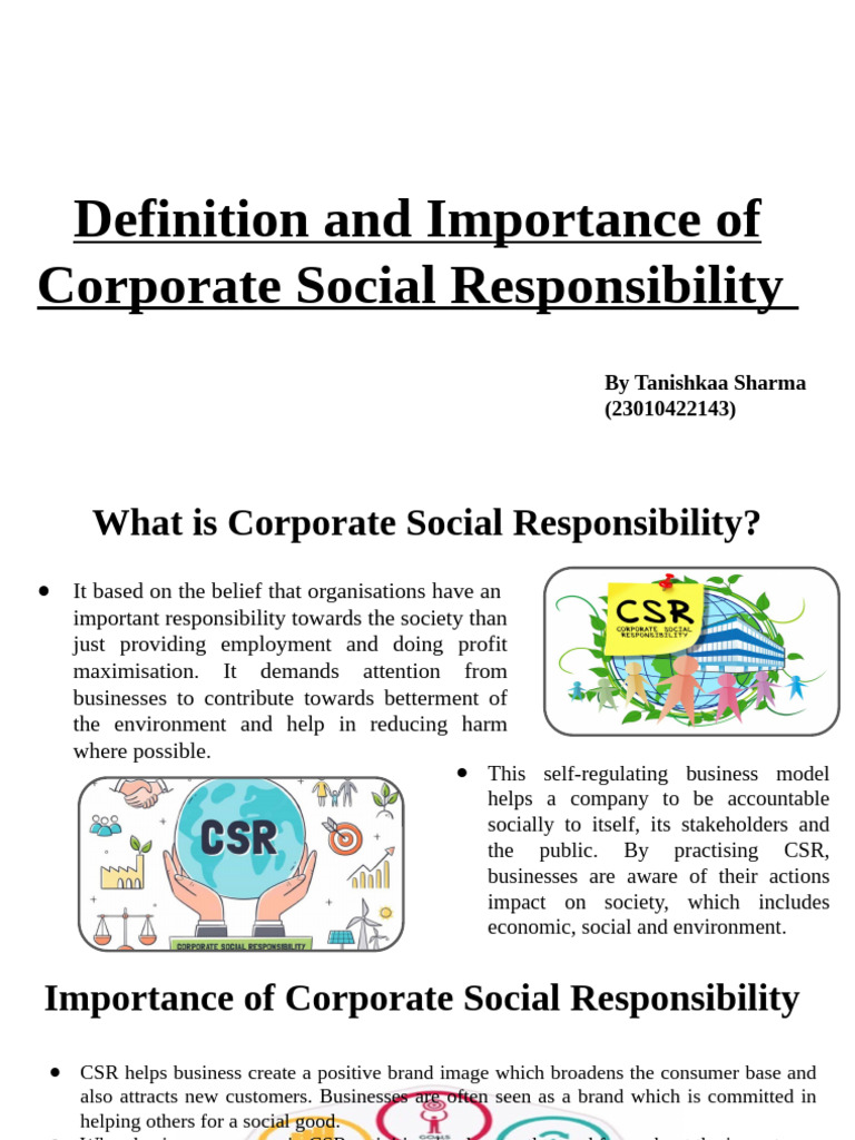 Definition and importance of CSR | PDF | Corporate Social ...