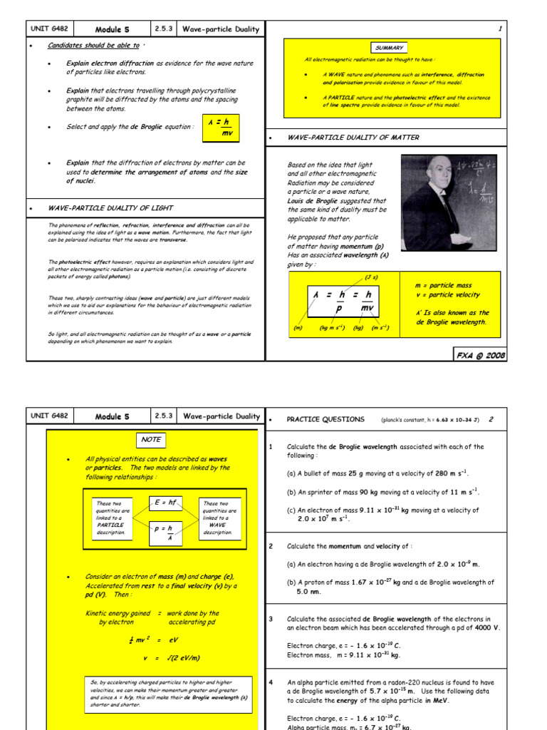 2.5.3 Wave Particle Duality | PDF | Electron | Waves