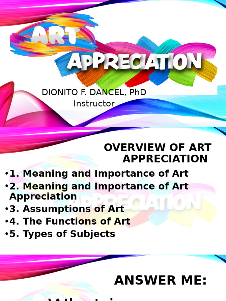 Art Appreciation and Its Importance | PDF | Aesthetics | Representation ...