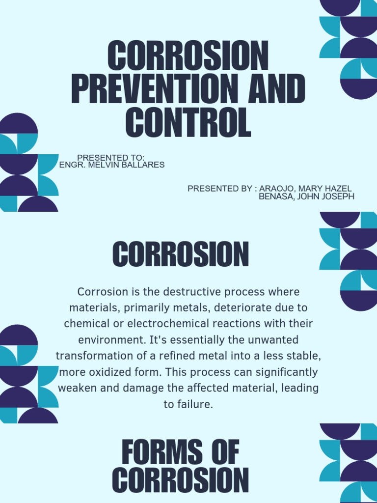 Corrosion Prevention and Control Group 5 | PDF | Corrosion ...