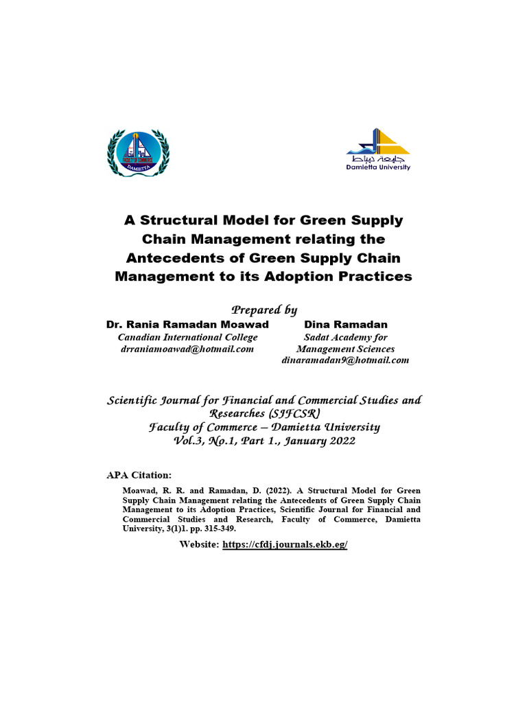 A Structural Model for Green Supply Chain Management relating the ... A Structural Model for Green Supply Chain Management relating the ...