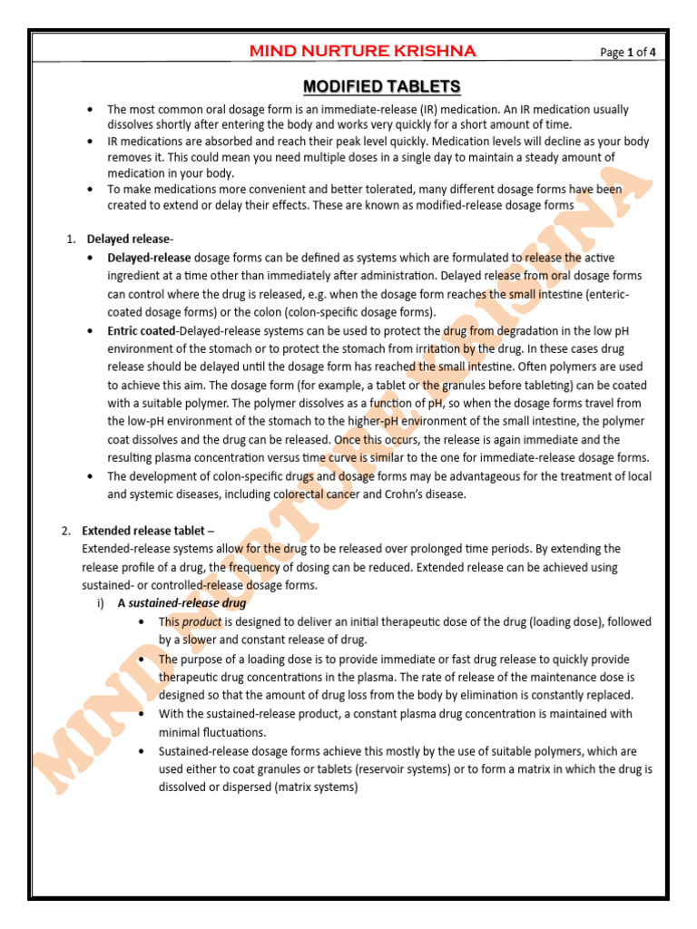 L-3 Modified Tablets | PDF | Tablet (Pharmacy) | Dose (Biochemistry)