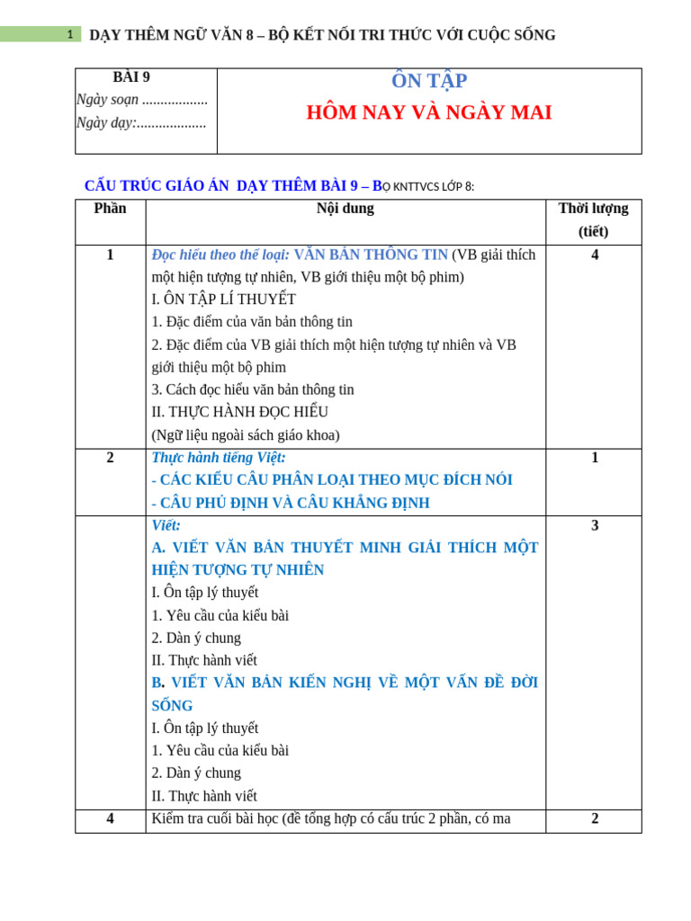 W BÀI 9. Dạy thêm KNTT 8_ | PDF
