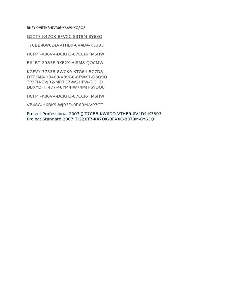 Microsoft Project 2007 Product Keys | PDF