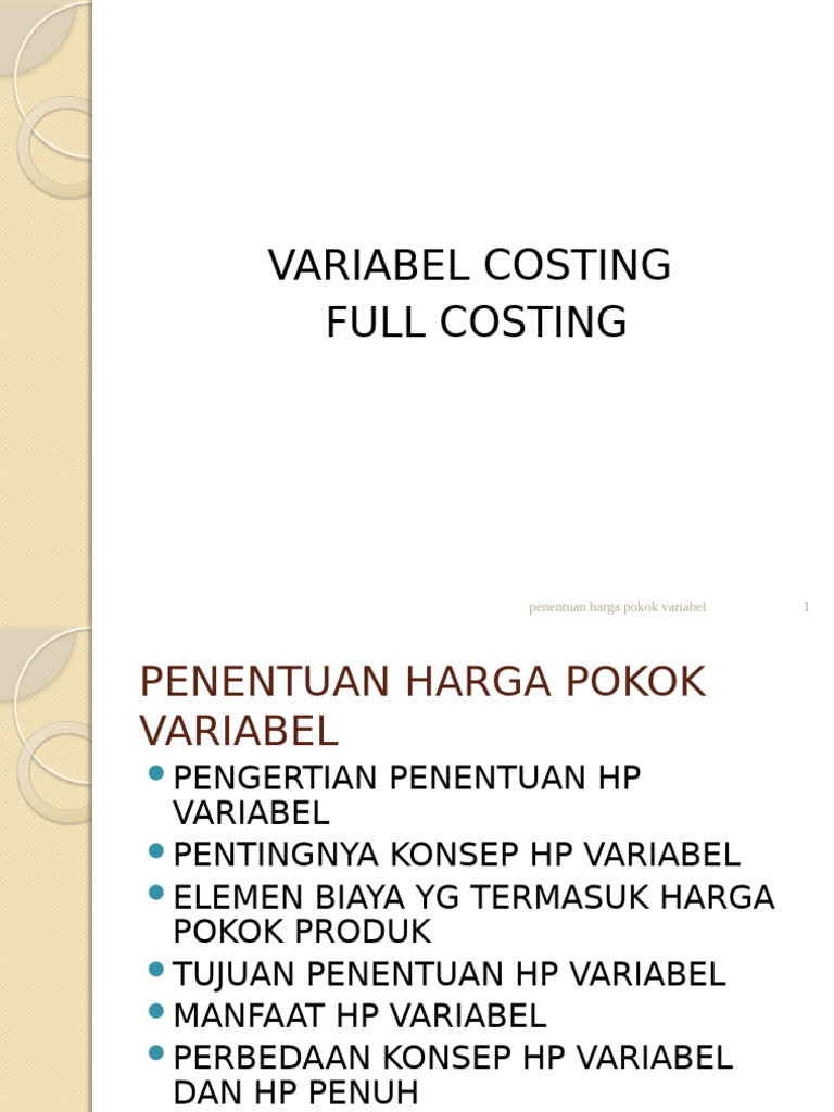 Variabel Costing | PDF