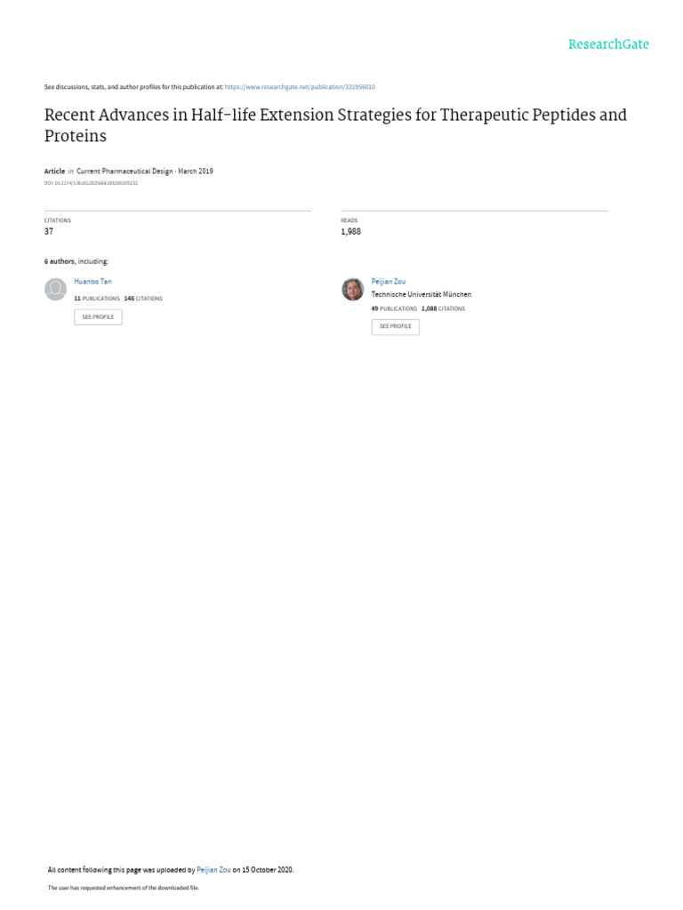 Recent Advances in Half-Life Extension Strategies For Therapeutic ...