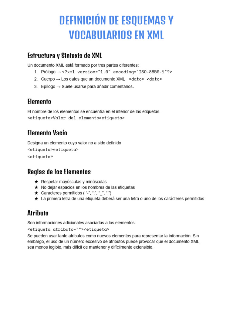Estructura y Sintaxis de XML | PDF | Xml | Programación de computadoras