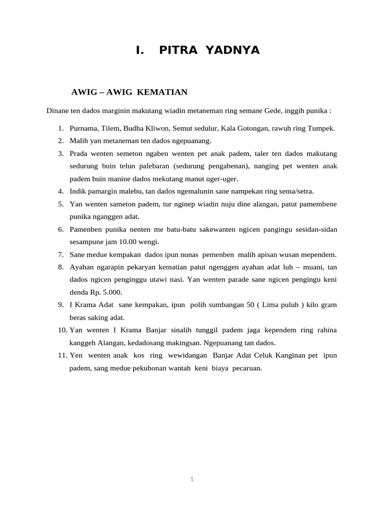 Awig Awig BR - Adat Celuk Kanginan | PDF
