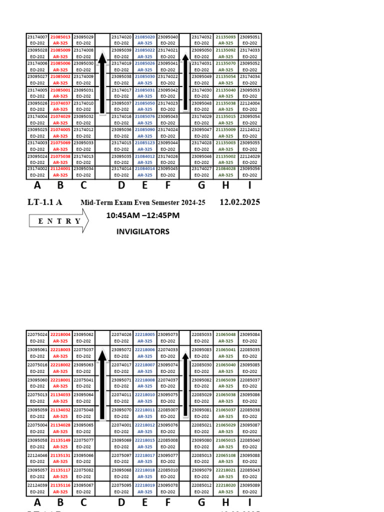 Sitting Plan 12.02.2025 - Morning | PDF