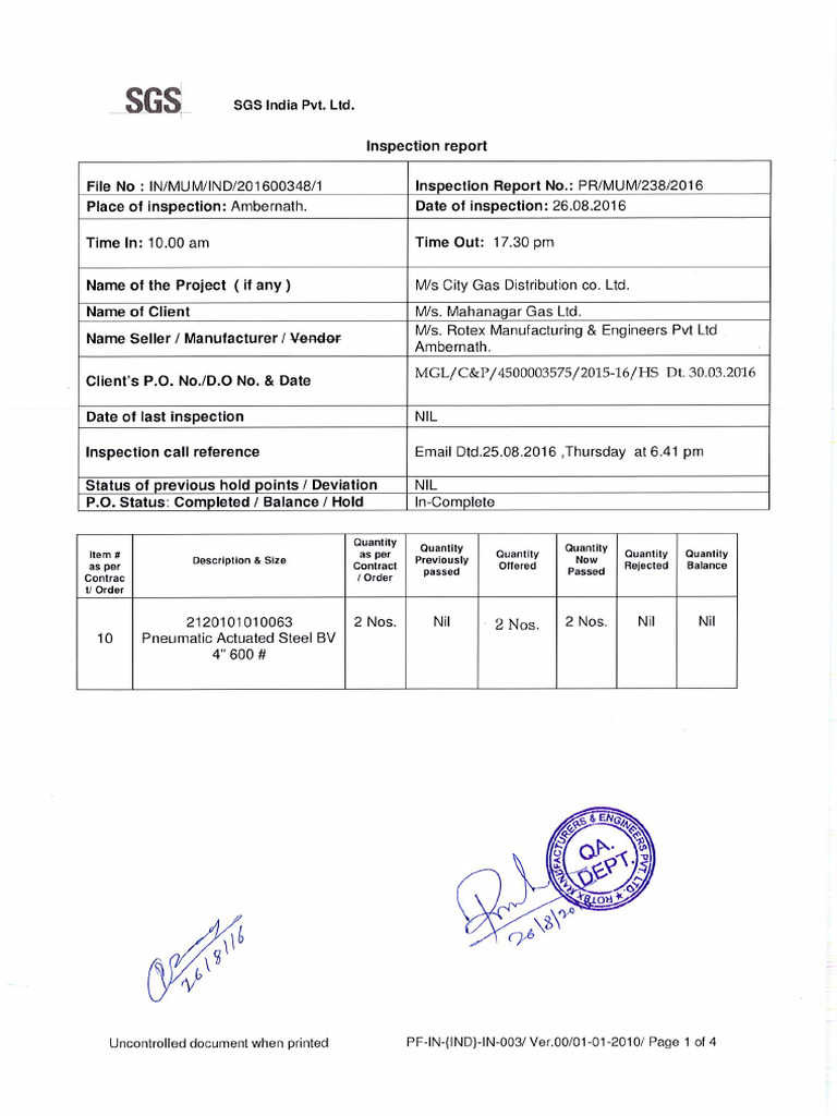 IRN Valve Inspection | PDF