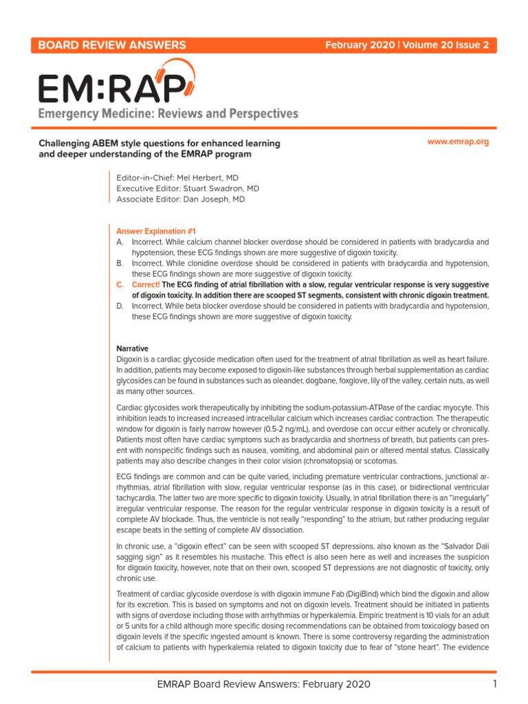 EMRAP - Board Review Answers - 2020 - 02 - February - Vol.20 - 02 | PDF ...