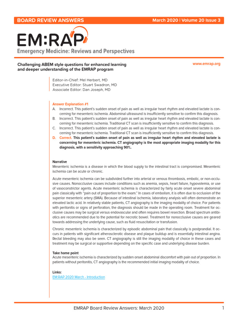 EMRAP_Board Review Answers_2020_03_March_Vol.20_03 | PDF | Elbow ...