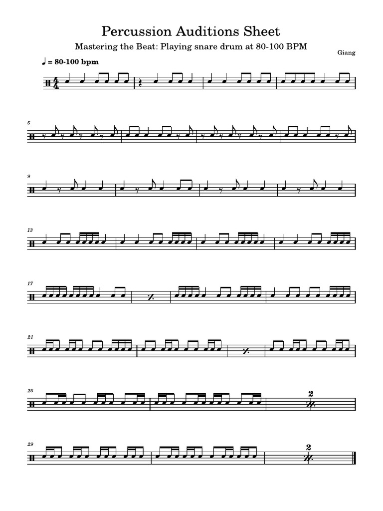 Percussion Auditions Sheet | PDF