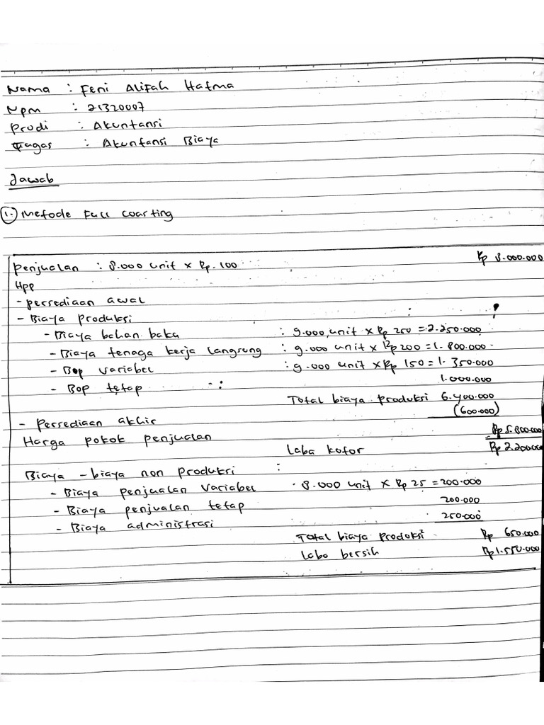 Feni Alifah Hatma (21320007) Akuntansi Biaya | PDF