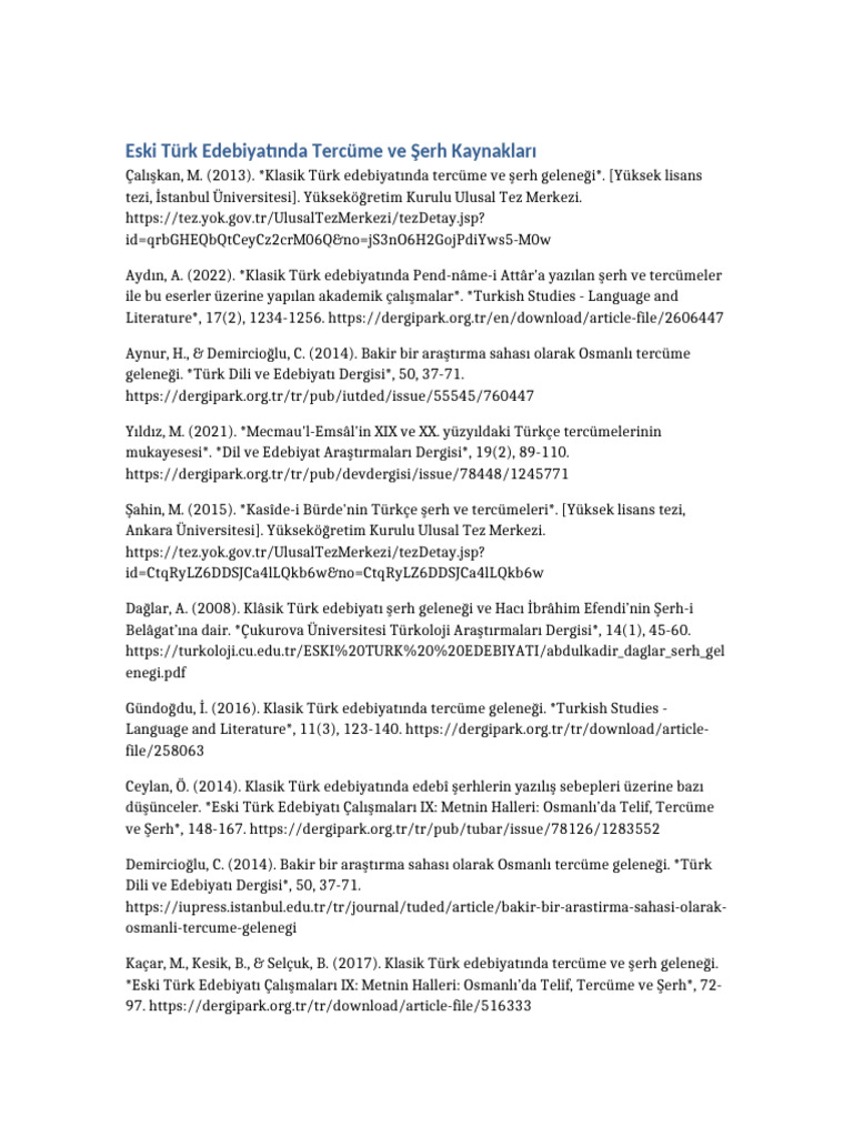 Tercume Serh Kaynaklari | PDF