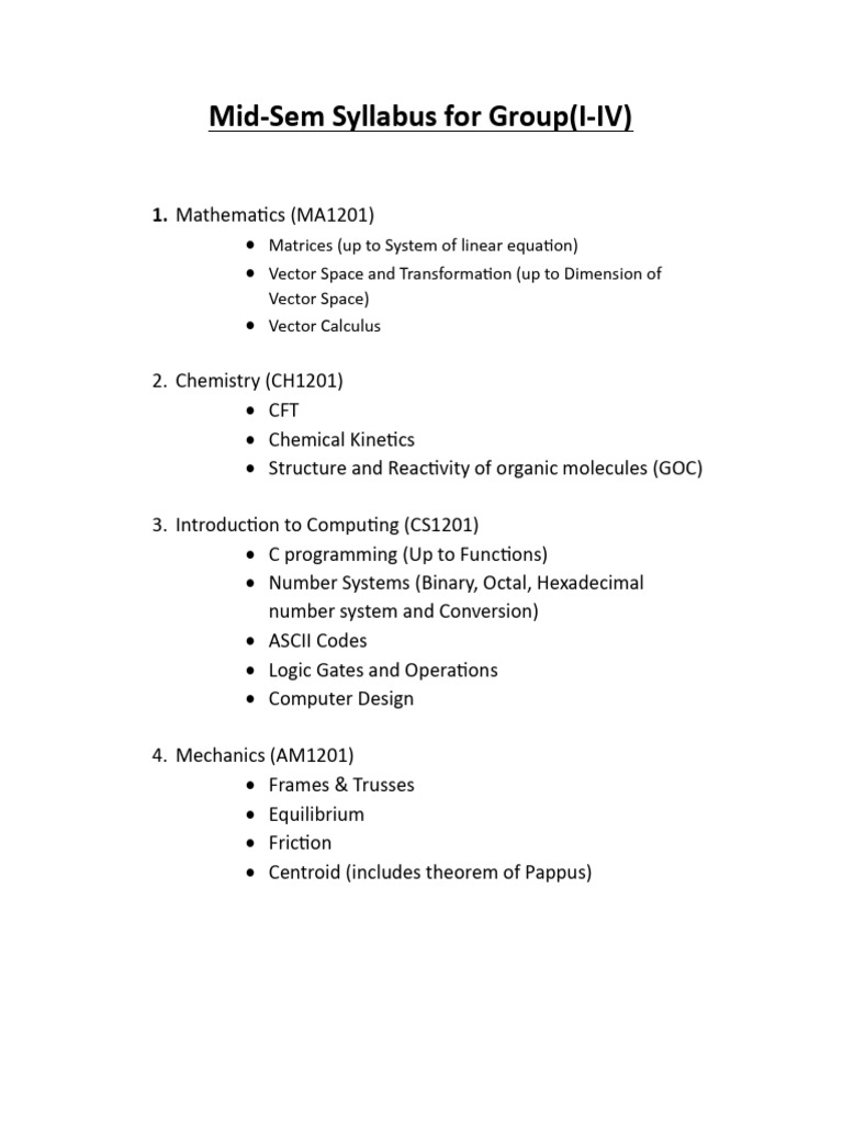 Mid Sem Syllabus | PDF