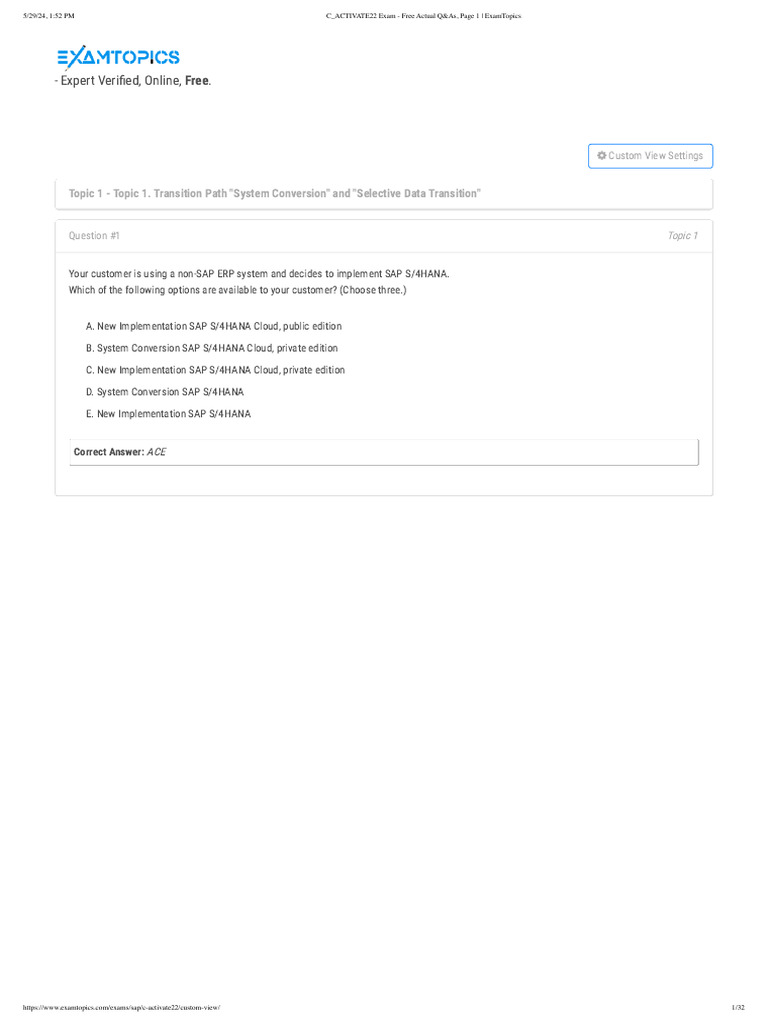 C - ACTIVATE22 Exam - Free Actual Q&As, Page 1 - ExamTopics | PDF | Cloud Computing | Computing