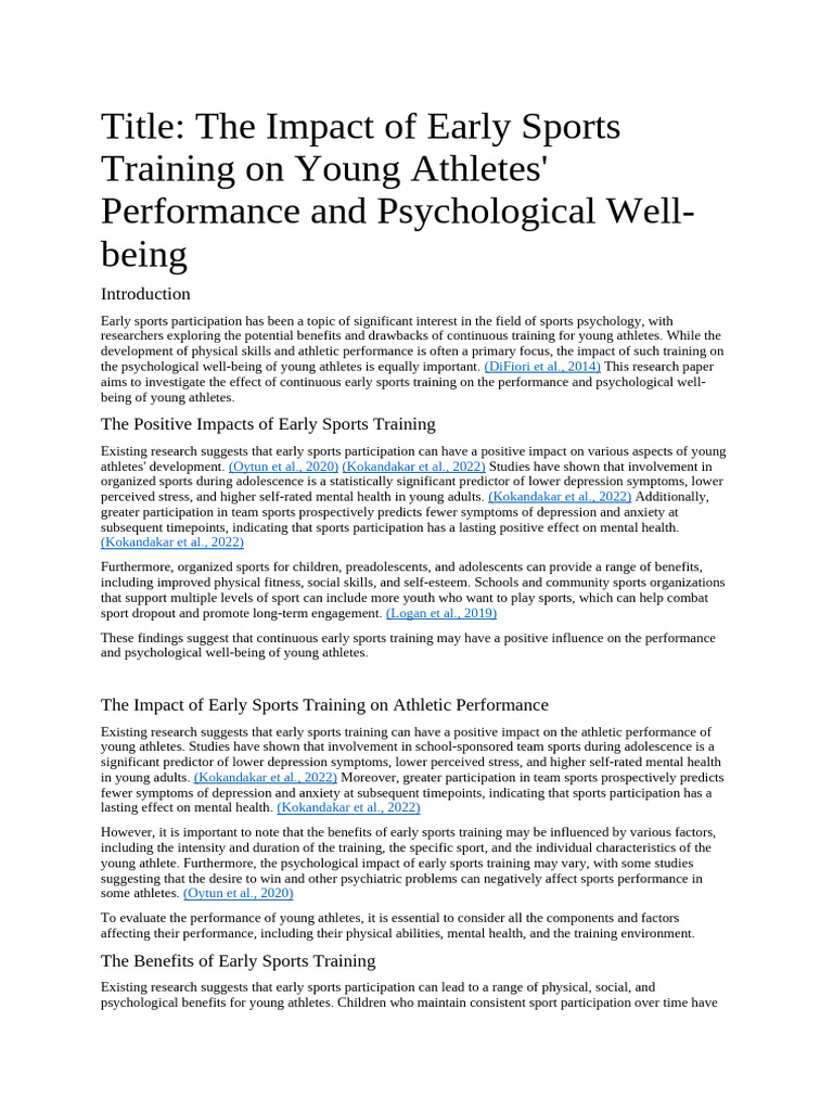 Early Sports Training: Impact on Youth | PDF | Mental Health | Adolescence