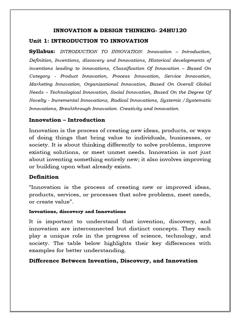 Full Note IDT - Skanda M G | PDF | Innovation | Prototype