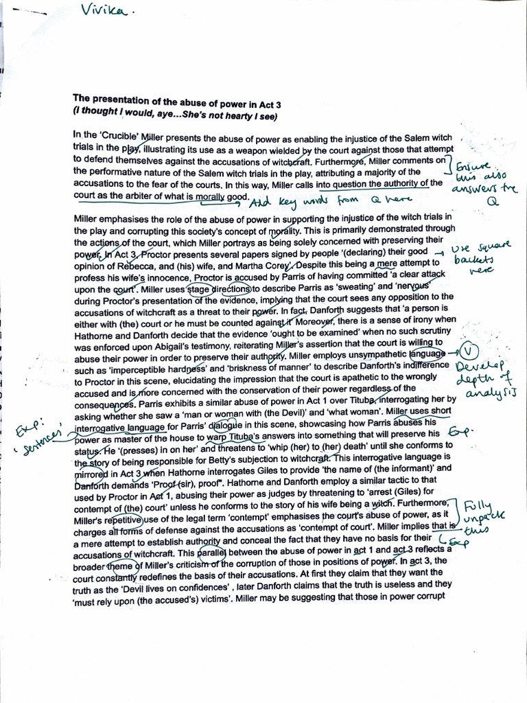 Abuse of Power in The Crucible | PDF