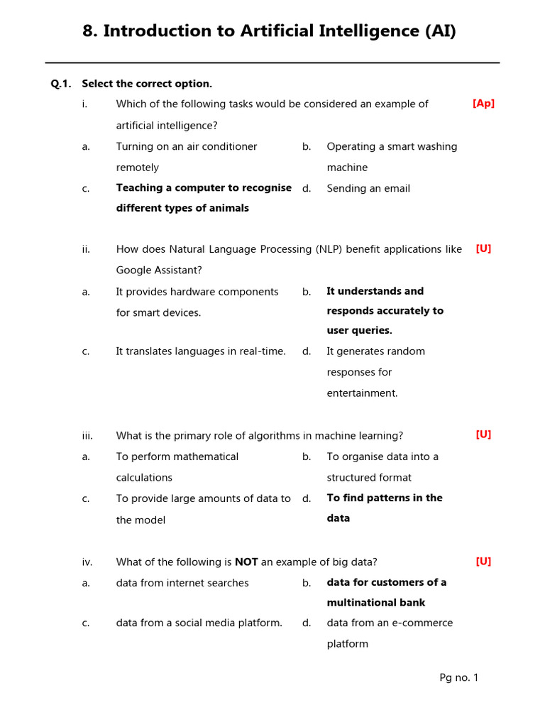 As WB CB VI CS Introduction To Artificial Intelligence (AI) | PDF | Machine Learning ...