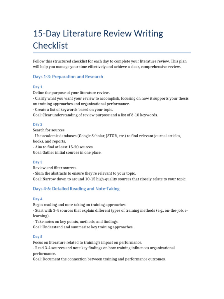 Literature_Review_Checklist | PDF | Goal | Cognition