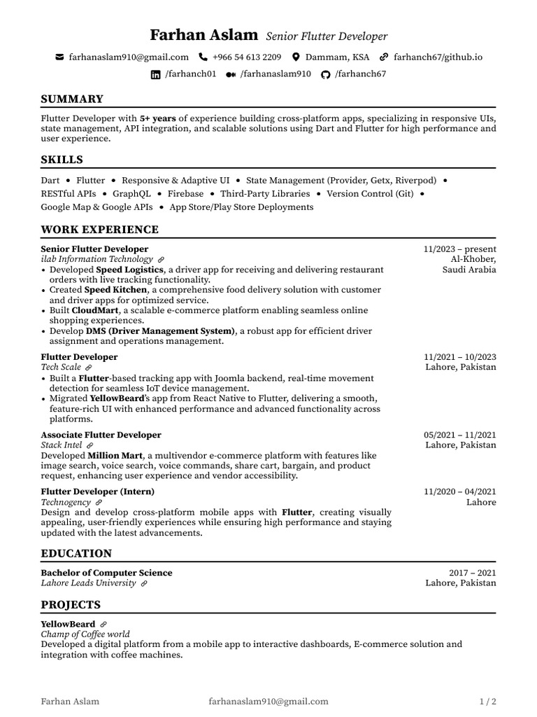 Farhan Aslam Flutter - Developer | PDF | Mobile App | E Commerce