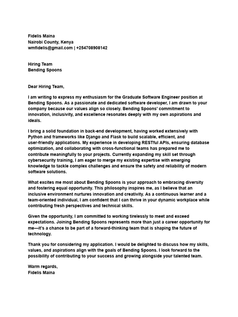 Cover-Letter-Bending Spoons | PDF