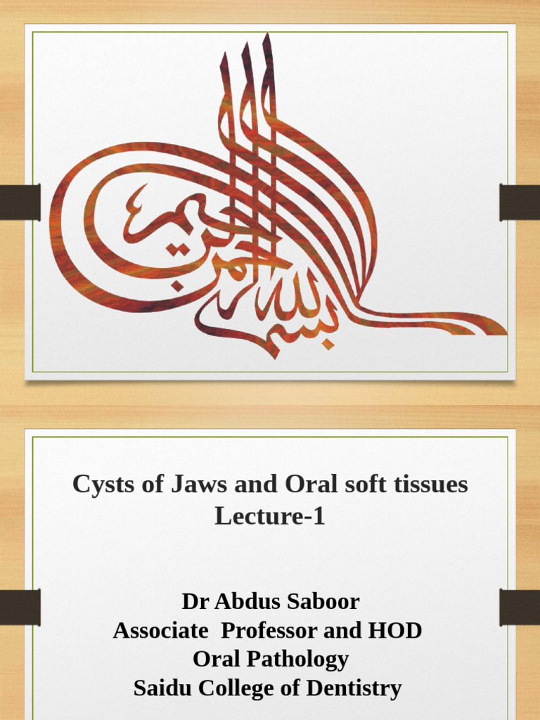 Lecture 1 Classification of Cysts, Inflammatory Cysts | PDF ...