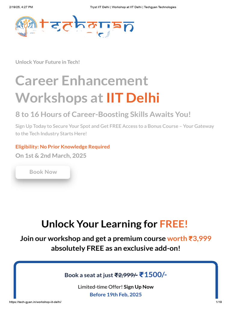 Tryst IIT Delhi - Workshop at IIT Delhi - Techgyan Technologies | PDF ...