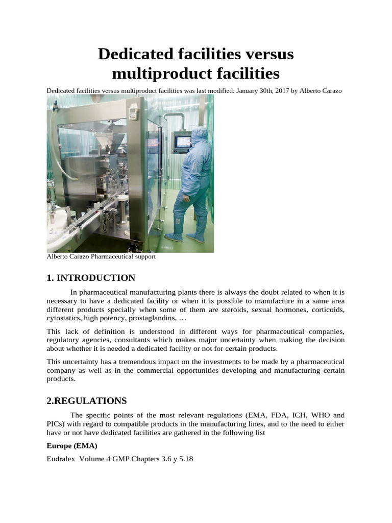 Dedicated vs. Multiproduct Facilities in Pharma | PDF | Medicine | Safety