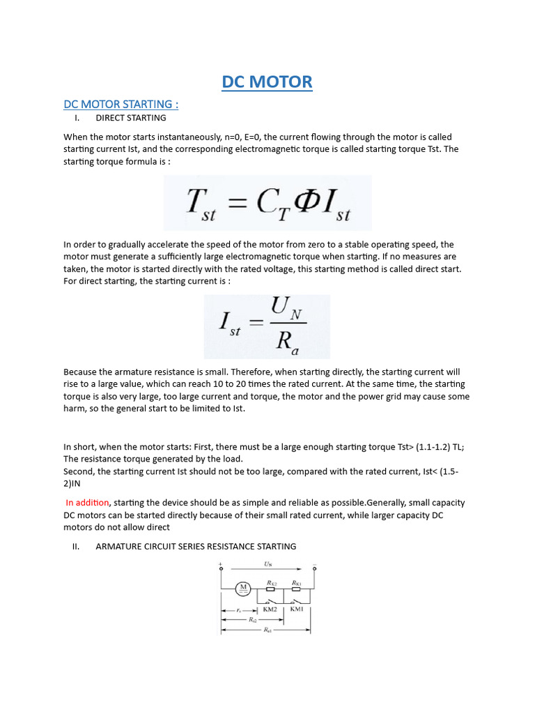 DC Motor Starting and Braking Techniques | PDF | Electric Motor ...