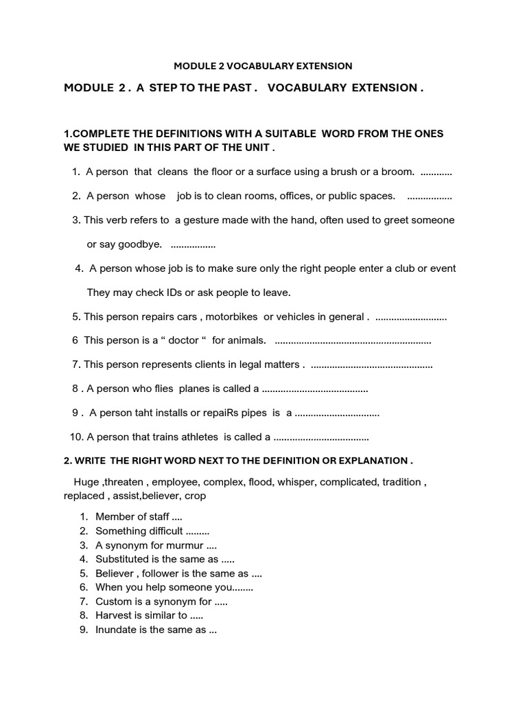 Module 2 Vocabulary Extension | PDF