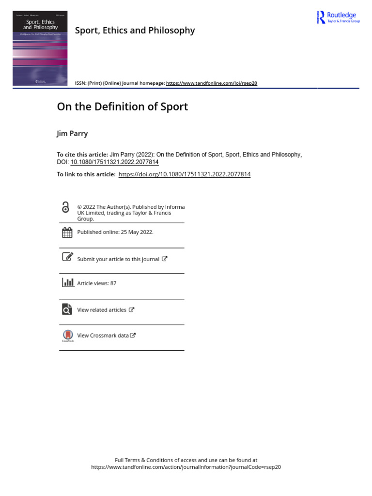 2022 Parry - On The Definition of Sport | PDF | Punishments | Concept