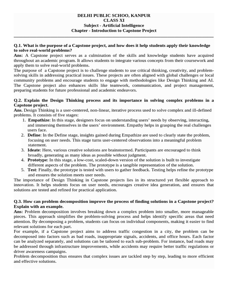 Introduction To Capstone Project | PDF | Artificial Intelligence | Intelligence (AI) & Semantics