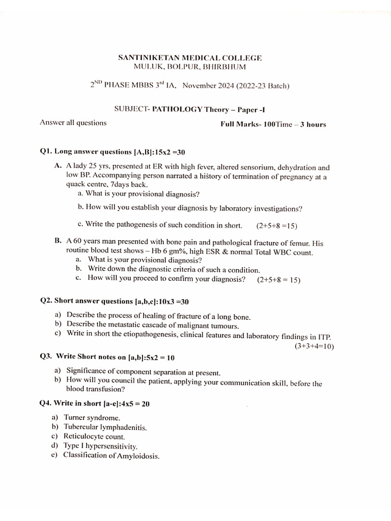 Pathology Paper 1 | PDF