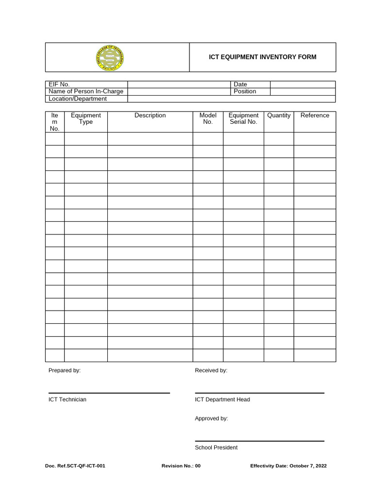 ICT Equipment Inventory Form | PDF