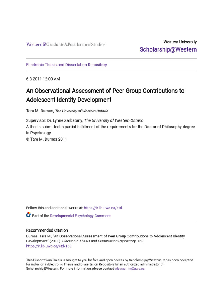 Peer Group Contributions To Adolescent Identity Development | PDF ...