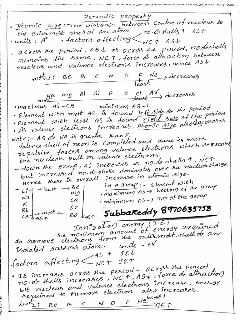 Periodic Table Notes | PDF