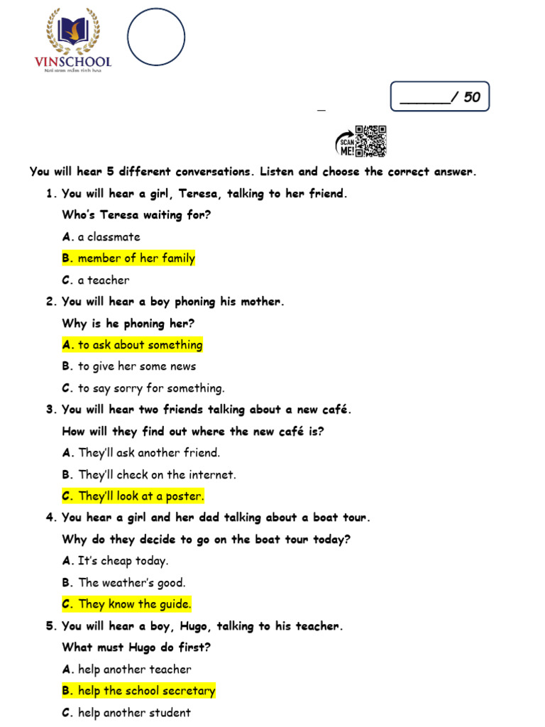 S4 - MidTerm II Revision - U5-6-7 Language Review - Practice Exercises - Answer Keys | PDF | Traffic