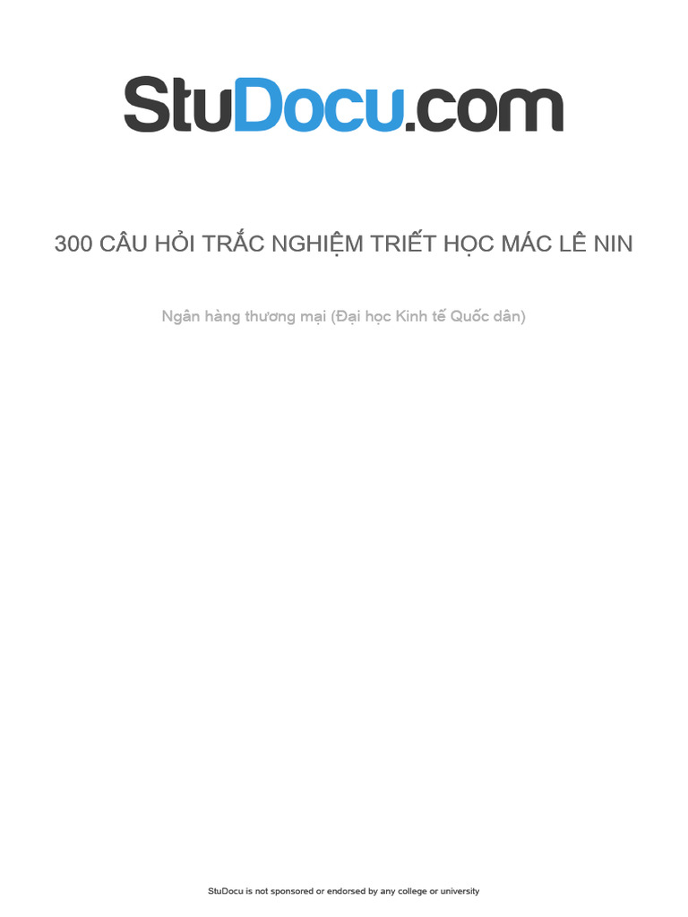300-cau-hoi-trac-nghiem-triet-hoc-mac-le-nin | PDF